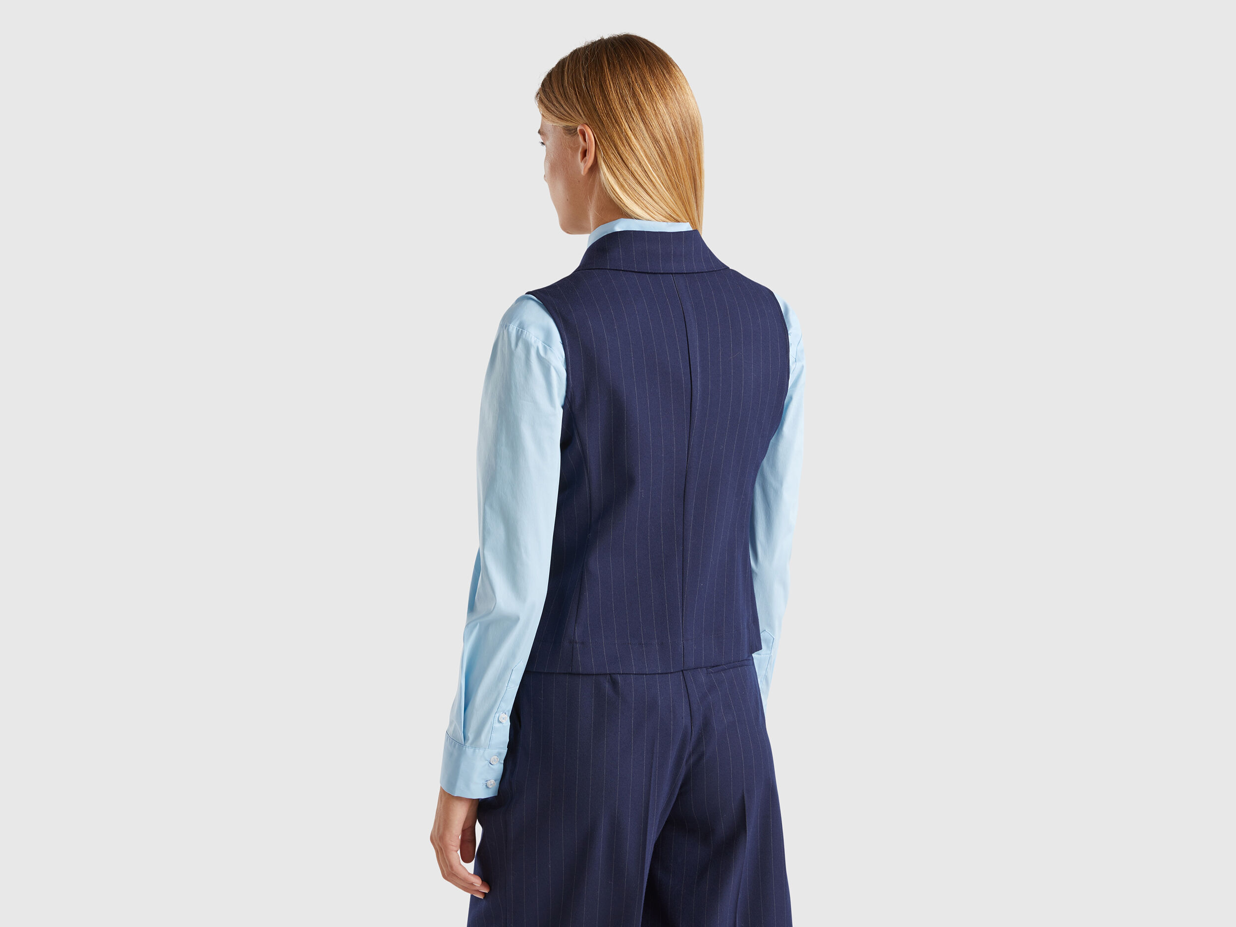 Double-breasted pinstripe vest - Dark Blue | Benetton Double-breasted pinstripe vest - Dark Blue | Benetton