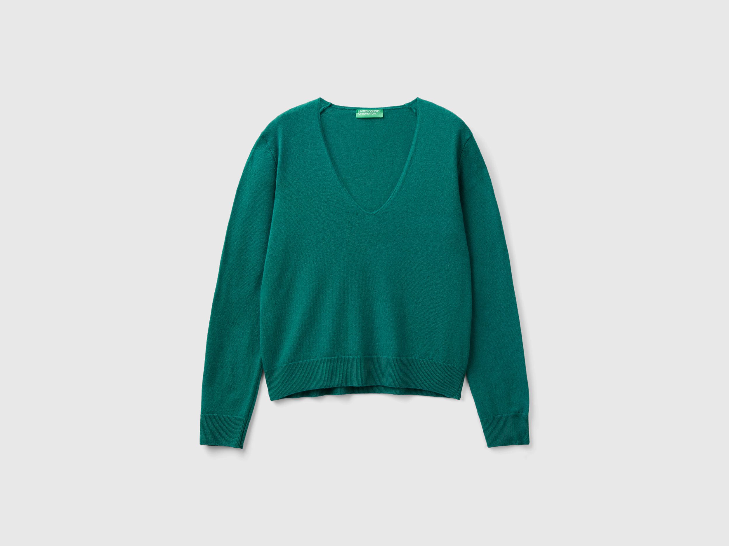 Forest green V-neck sweater in pure Merino wool - Dark Green Forest green V-neck sweater in pure Merino wool - Dark Green