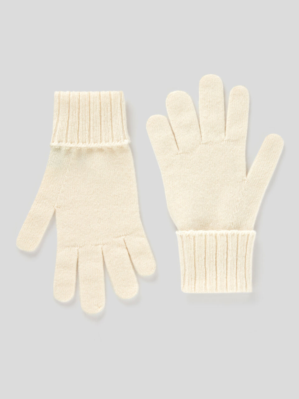Wool blend gloves - Creamy White | Benetton