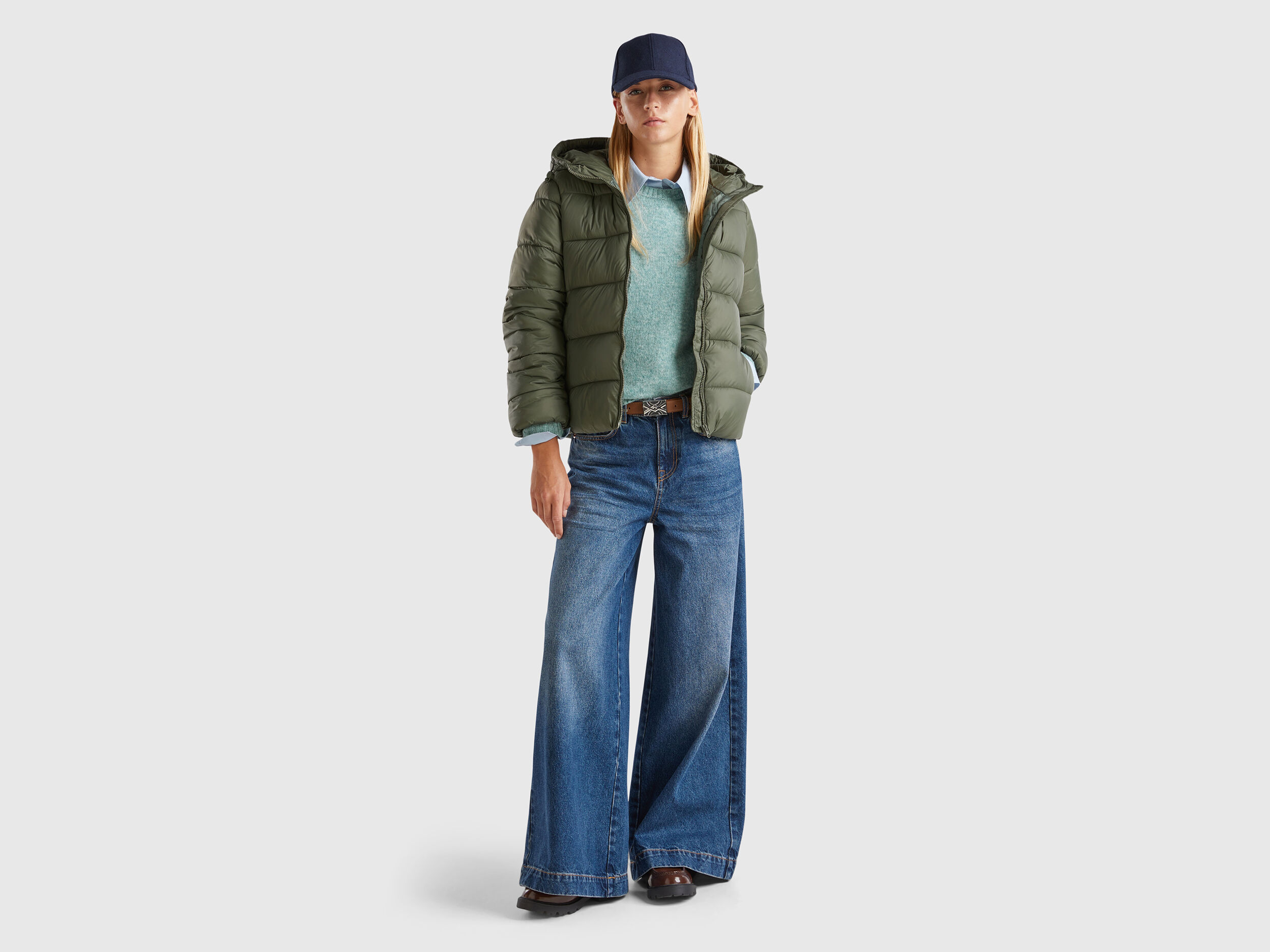 Padded puffer jacket with recycled wadding - Military Green Padded puffer jacket with recycled wadding - Military Green
